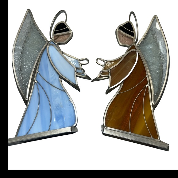 Handmade | Art | Angel Stained Glass Set Slag Glass 7 Suncatcher ...